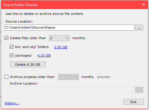 Github Adamfoneil Sourcefoldercleanup Winforms Utility For Freeing Up Disk Space Under Source